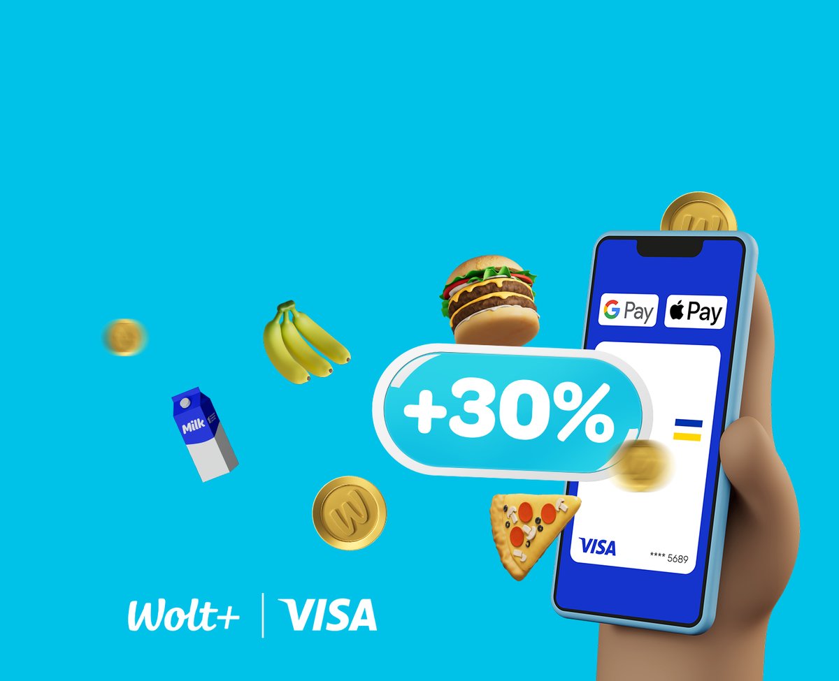 30% кэшбэк с Visa Apple Pay и Google Pay™! 💥 | Wolt