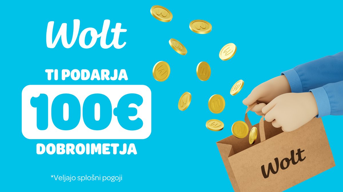 Podarjamo 100€ dobroimetja | Wolt